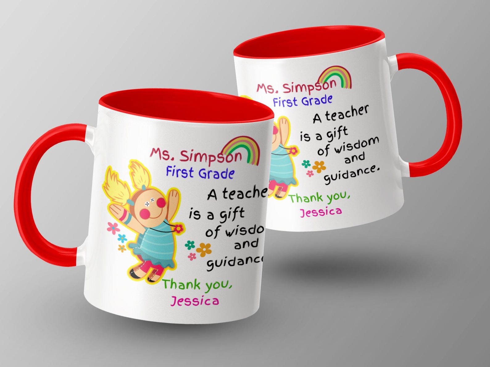 End of Year Gift Personalized Teacher Name Grade Level Ceramic Mug ...