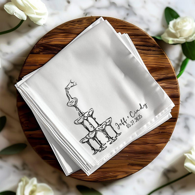 Custom Champagne Tower Cocktail Napkins, Personalized Wedding Napkins ...