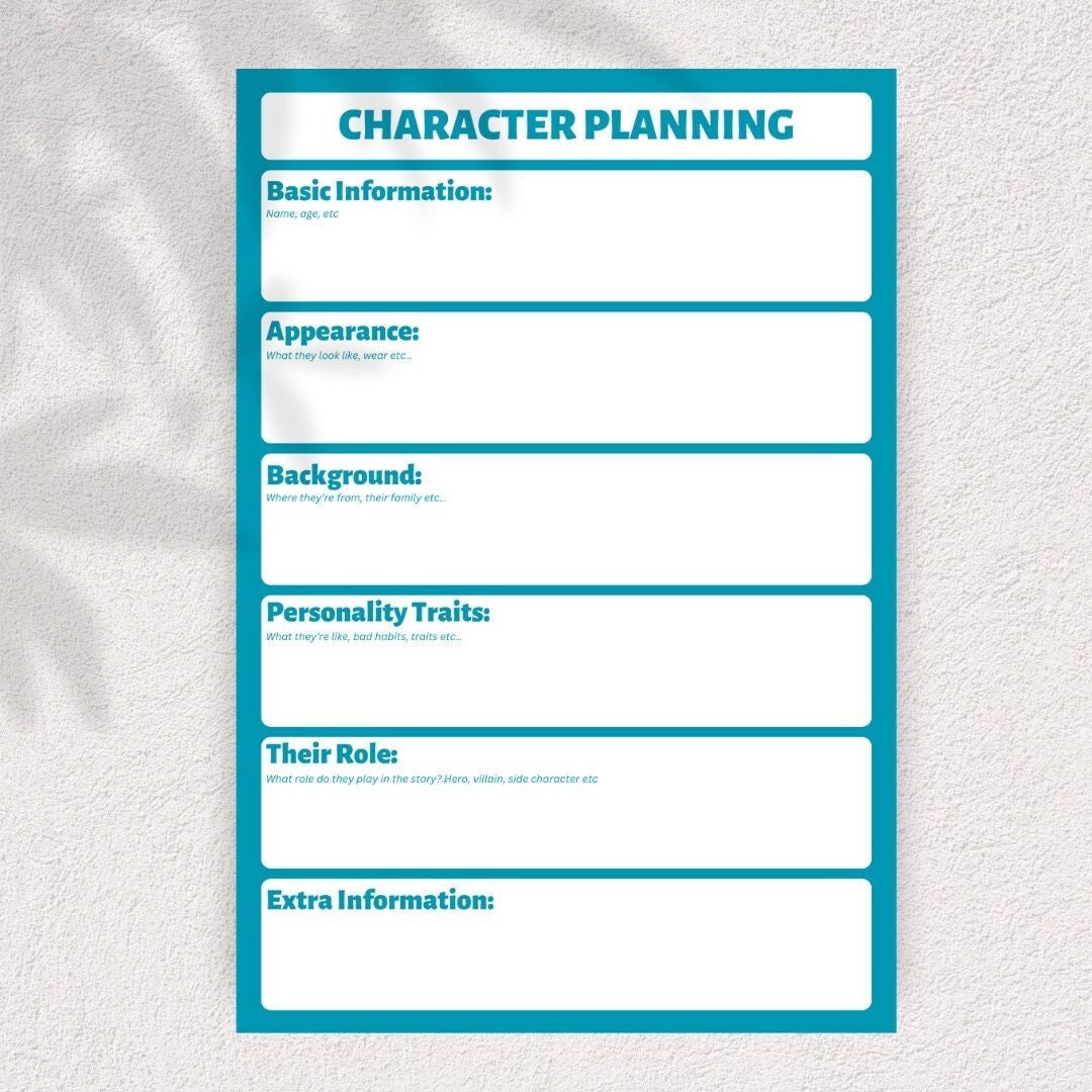 Character Planning Template I Writing Exercise I PDF Printable - Etsy