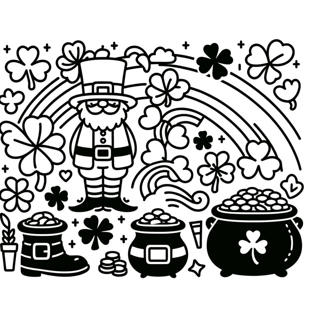 Cute St. Patrick's Day Coloring Book Page Digital Download - Etsy
