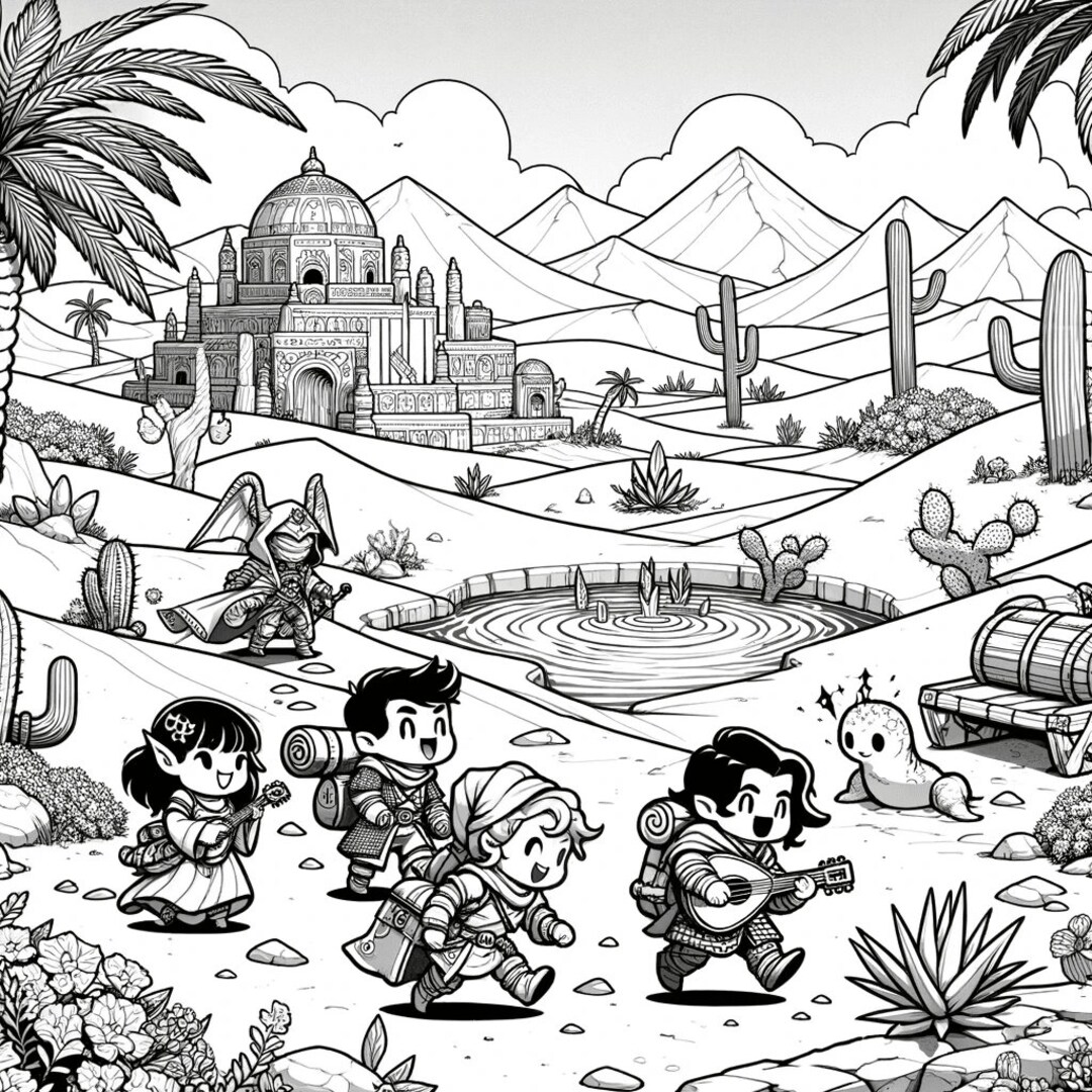 Set of 5 Adventuring Party Coloring Book Pages - Etsy