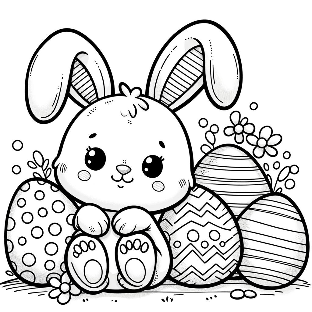 Easter Bunny Coloring Pages - Etsy