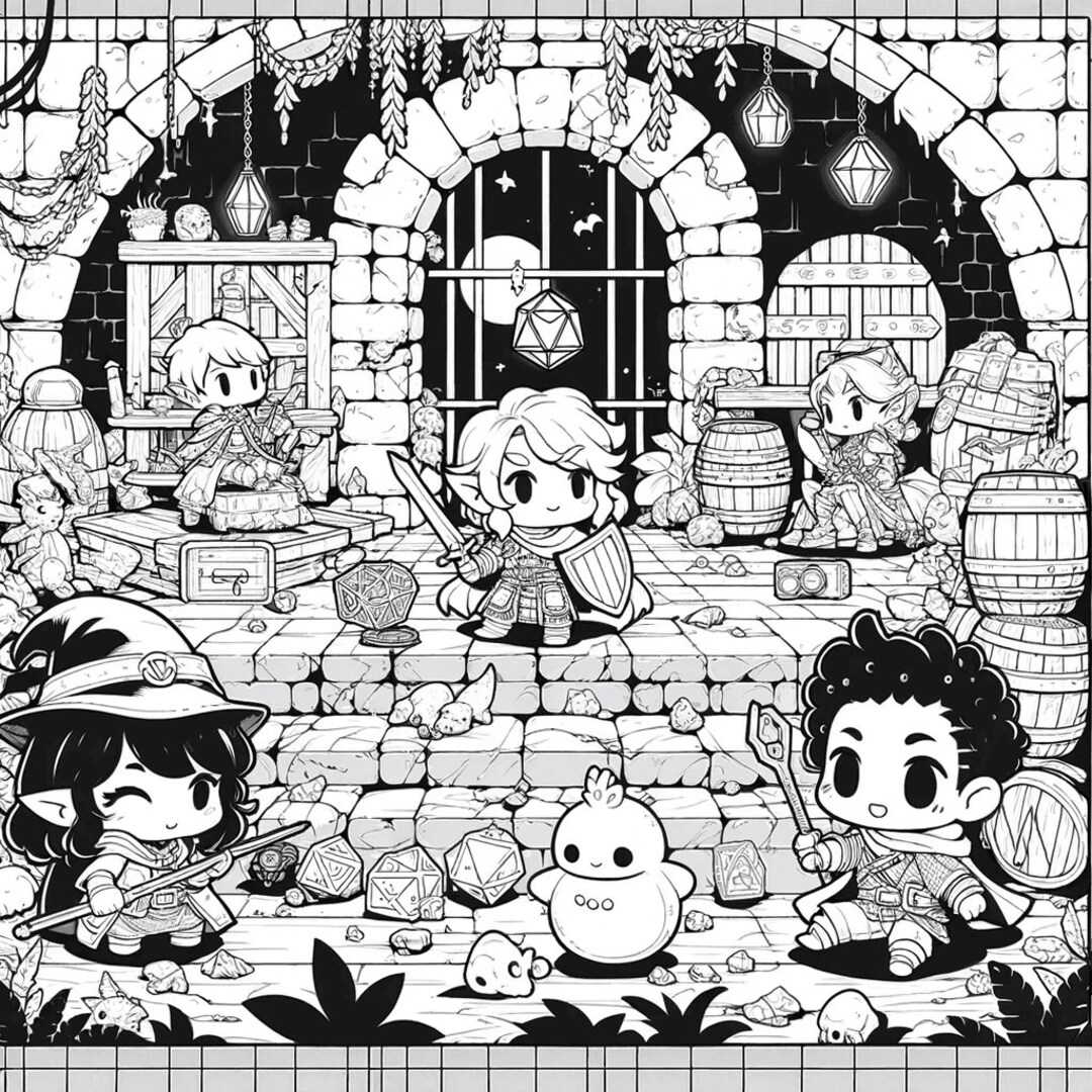 Adventuring Party Coloring Book Page - Etsy