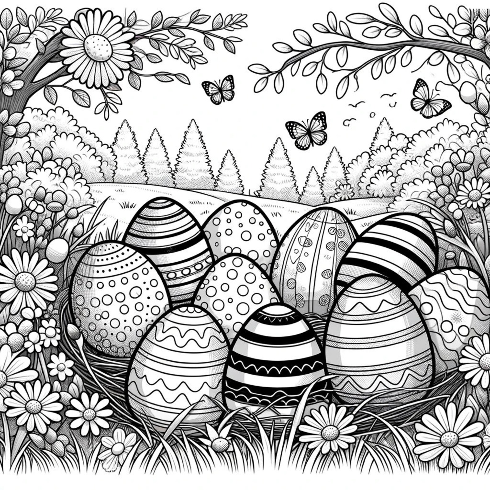 Easter Egg Coloring Page - Etsy
