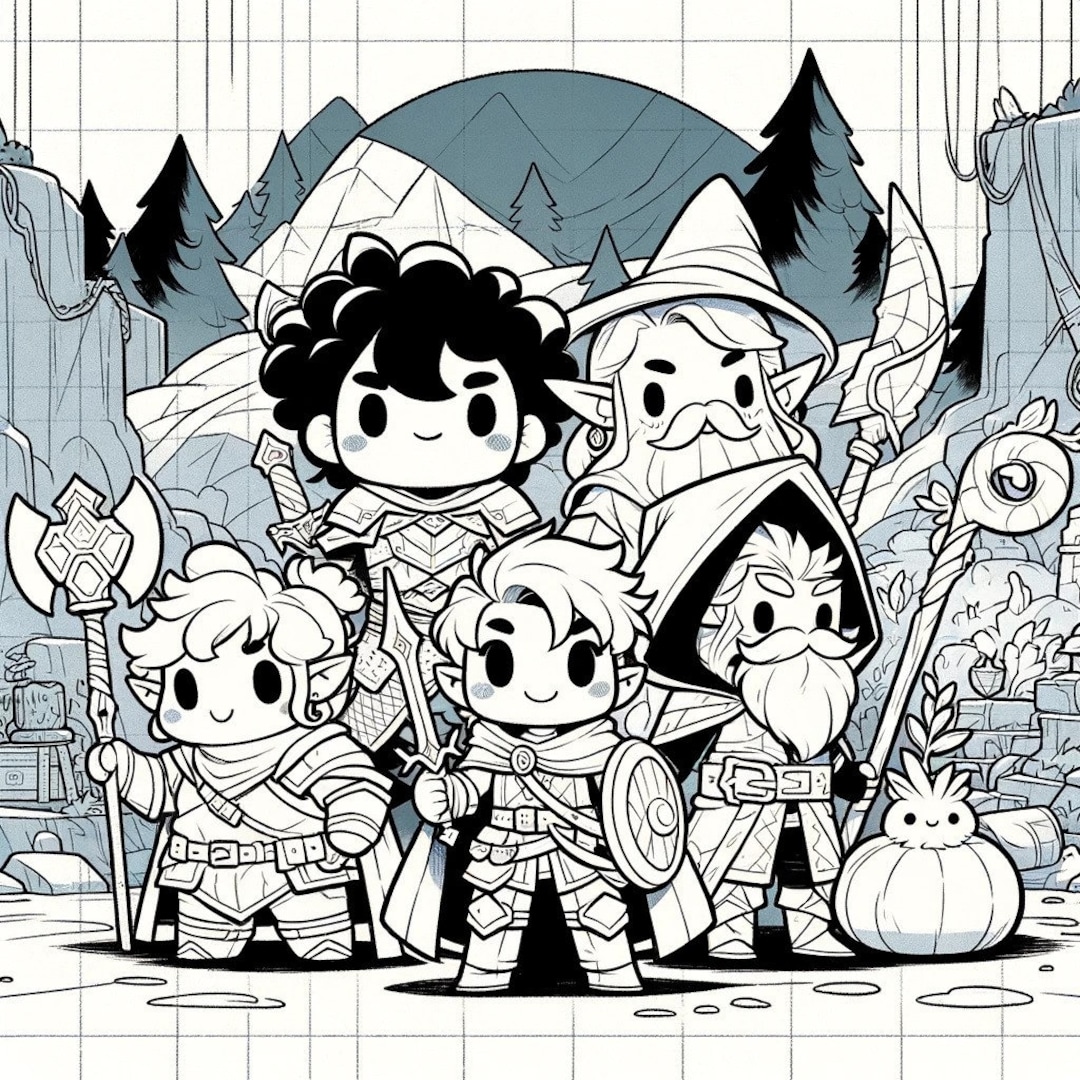 Adventuring Party Coloring Book Page - Etsy