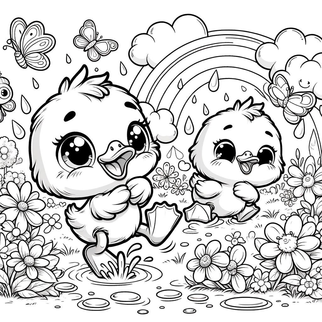 Cute Ducks Spring Easter Coloring Page - Etsy