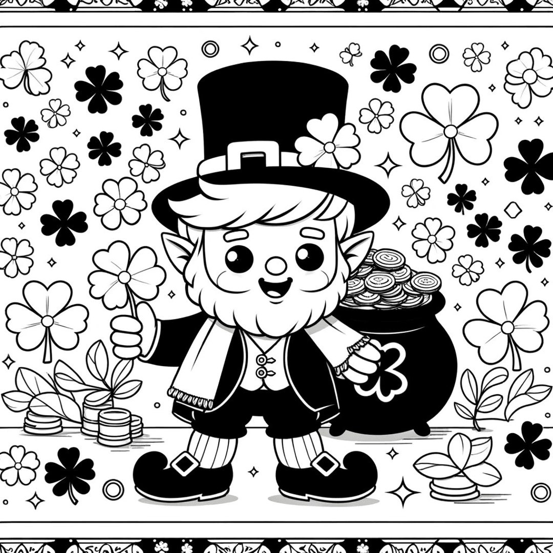 Cute St. Patrick's Day Coloring Book Page Digital Download - Etsy