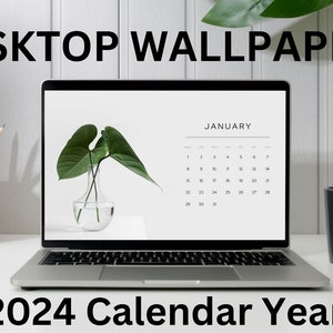 Minimalist 2024 Desktop Calendar Wallpaper - Digital Download Instantly ...
