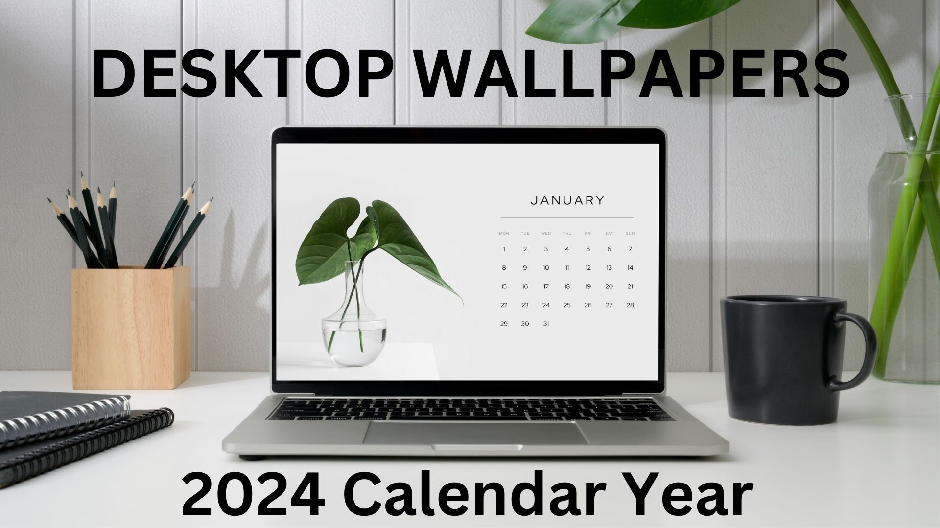 Minimalist 2024 Desktop Calendar Wallpaper - Digital Download Instantly ...