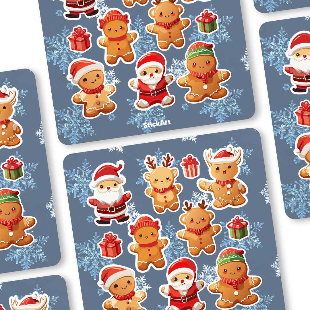 Printable Santa and Christmas Cookies Sticker Set - Etsy
