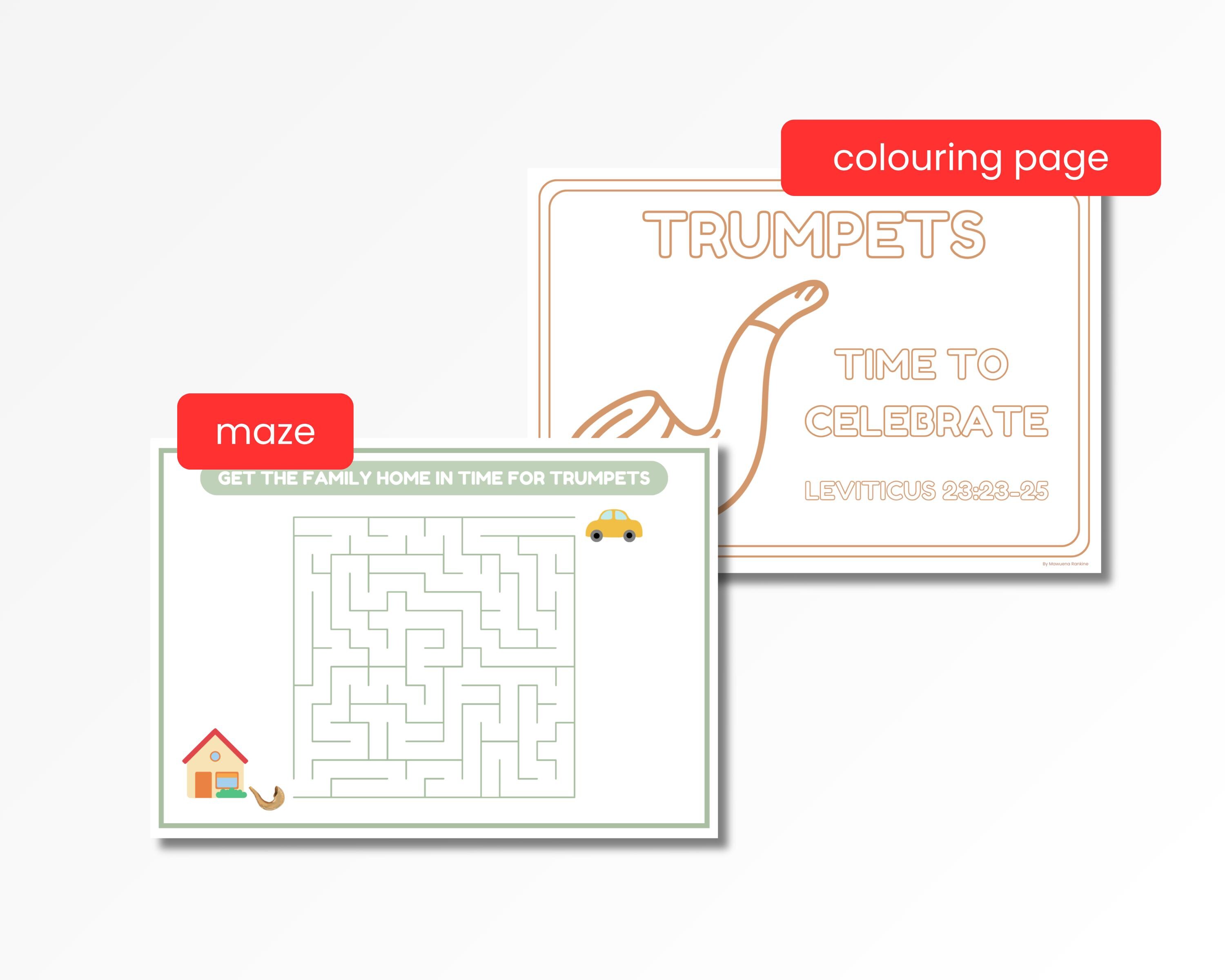 The Feast of Trumpets Activity Pack Rosh Hashanah Worksheets for Kids ...