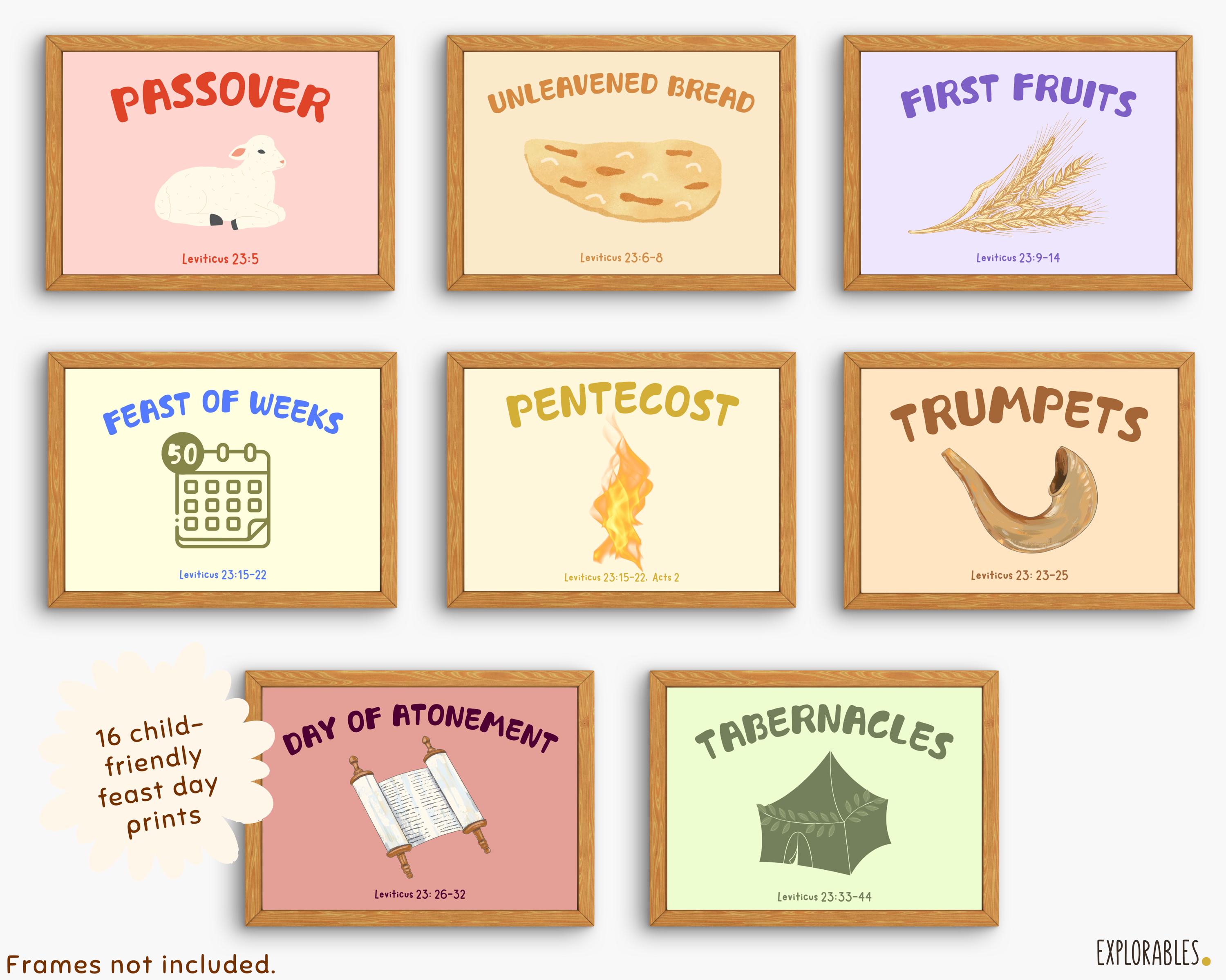 The Feasts of YHWH Posters for Kids Hebrew Feast Days Jewish Trumpets ...