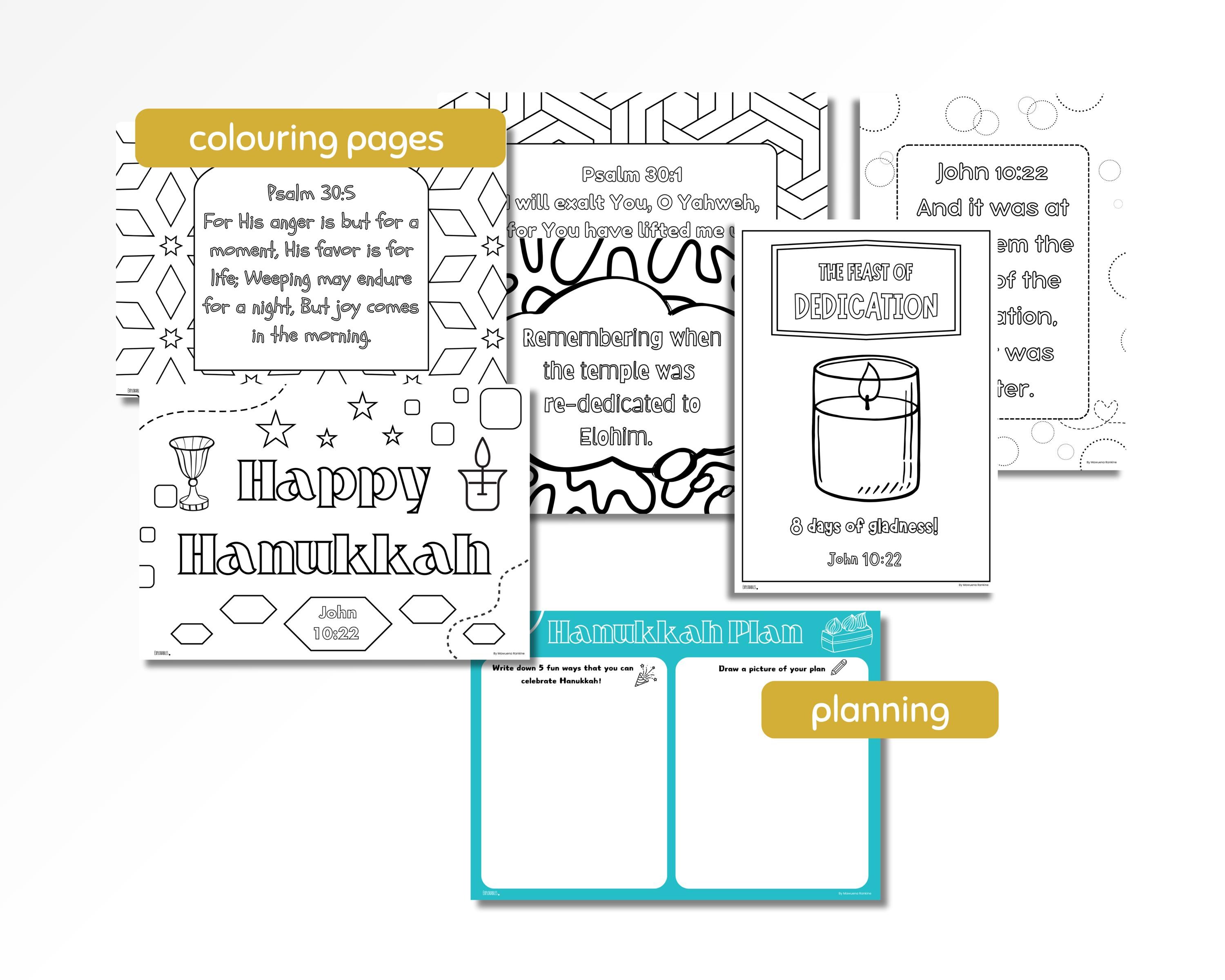 Hanukkah the Feast of Dedication Activity Pack Worksheets for Kids ...