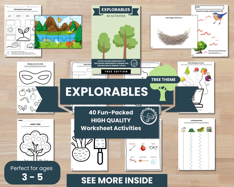 Tree Themed Worksheets | Preschool | Pre-k | Kindergarten | Primary ...