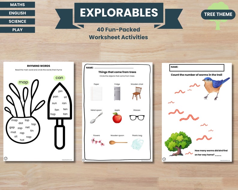 Tree Themed Worksheets | Preschool | Pre-k | Kindergarten | Primary ...