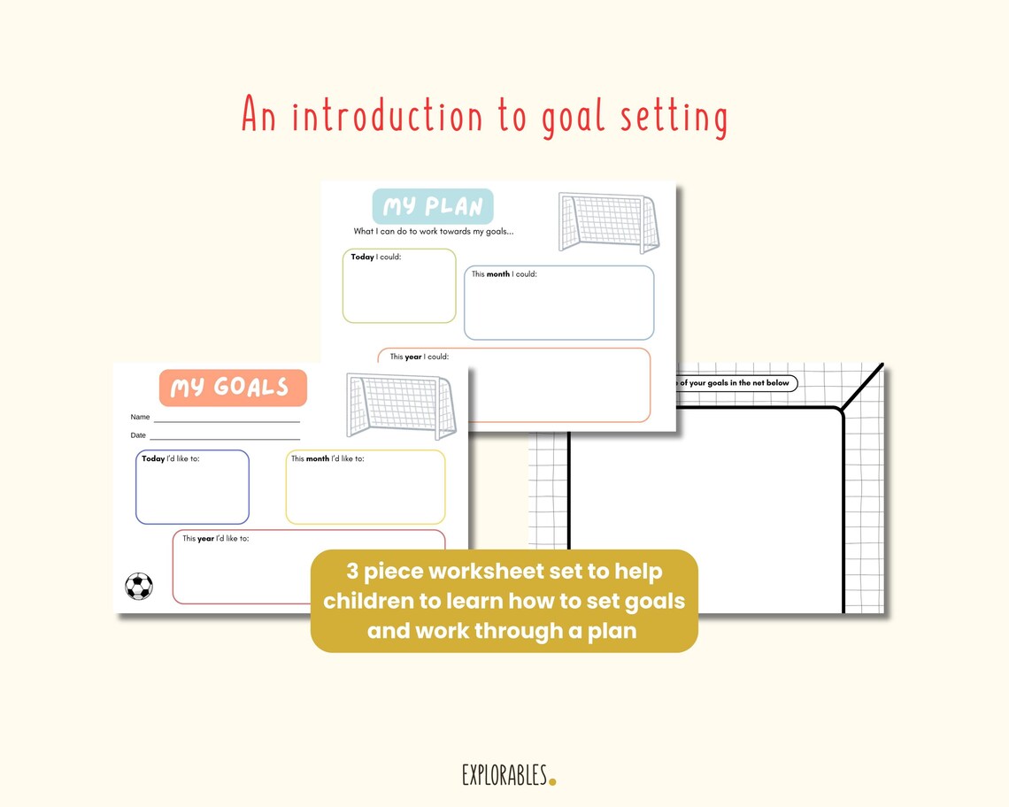 Goal Setting Worksheets for Kids Planning Goal Setting Practice Self ...