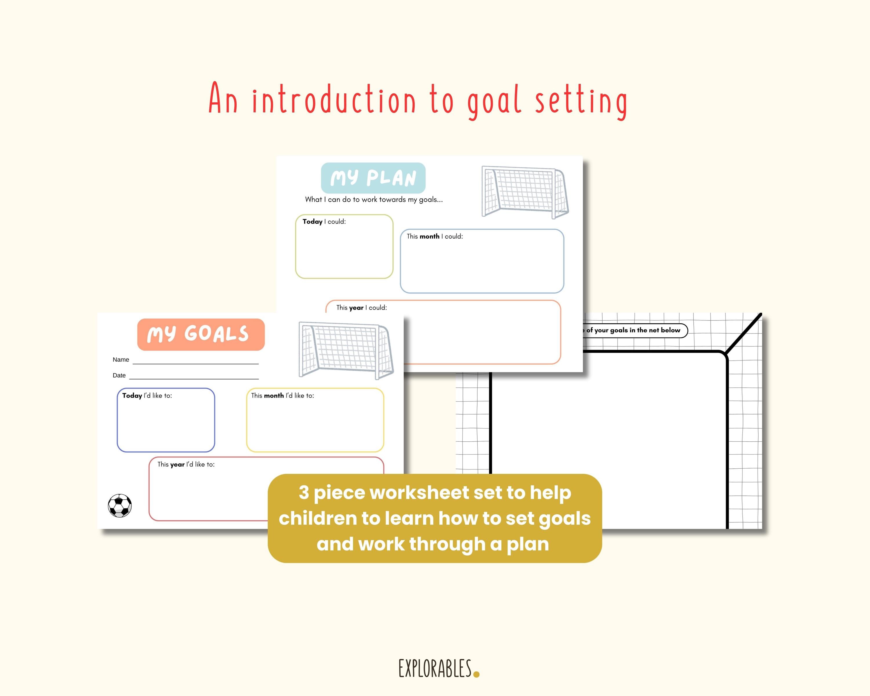 Goal Setting Worksheets for Kids Planning Goal Setting Practice Self ...