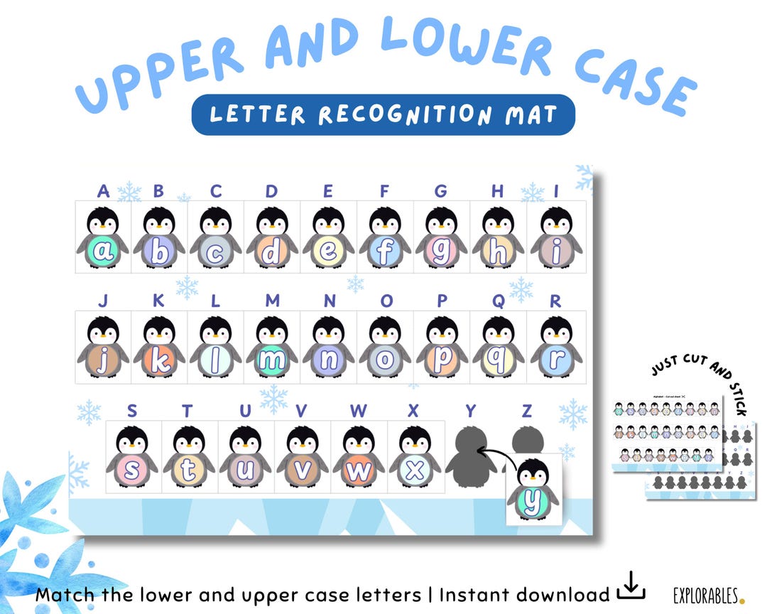 Upper Case Lower Case Recognition Mat Winter Themed Matching Letters of ...