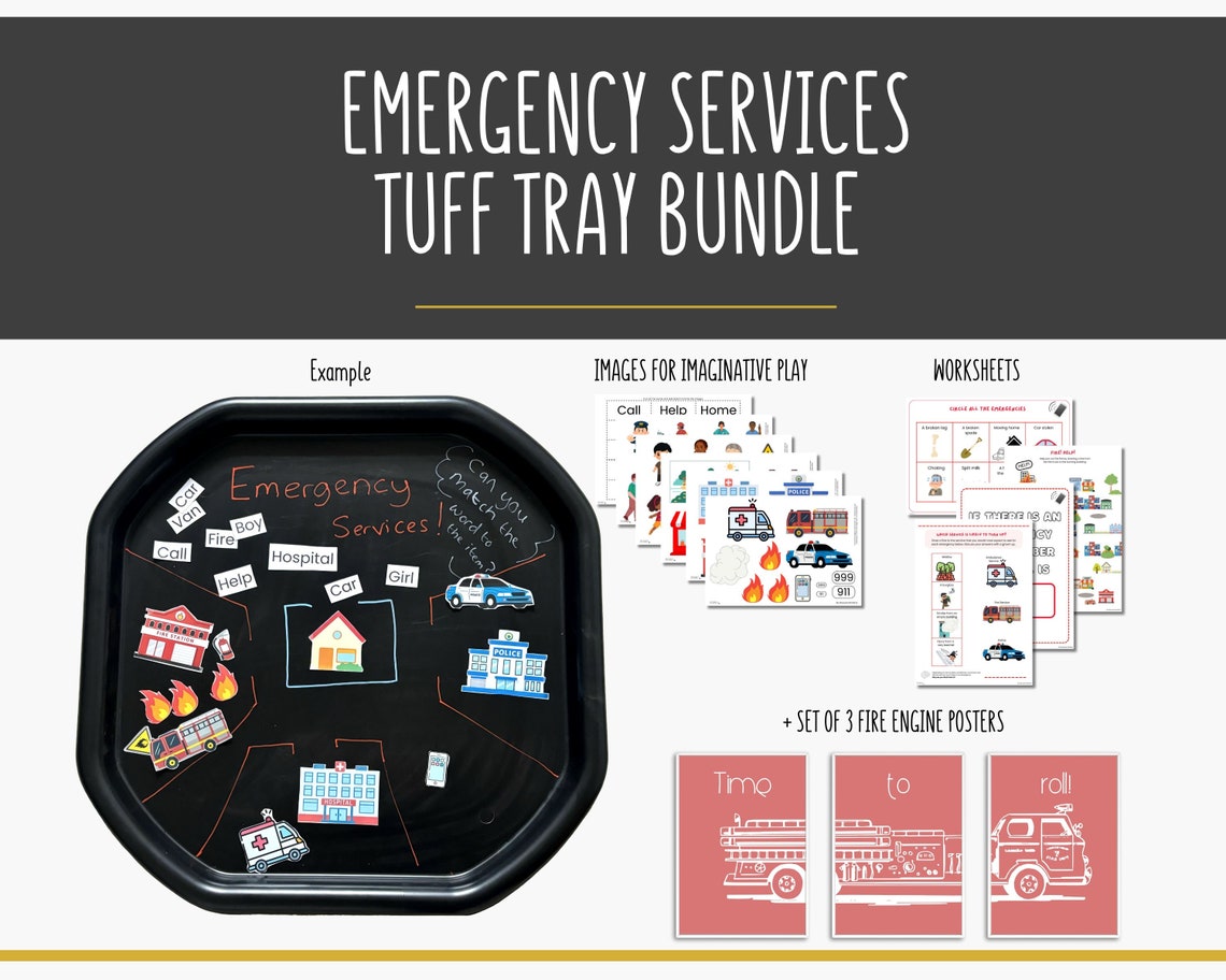 Emergency Services Tuff Tray Bundle With Fire Engine Posters ...
