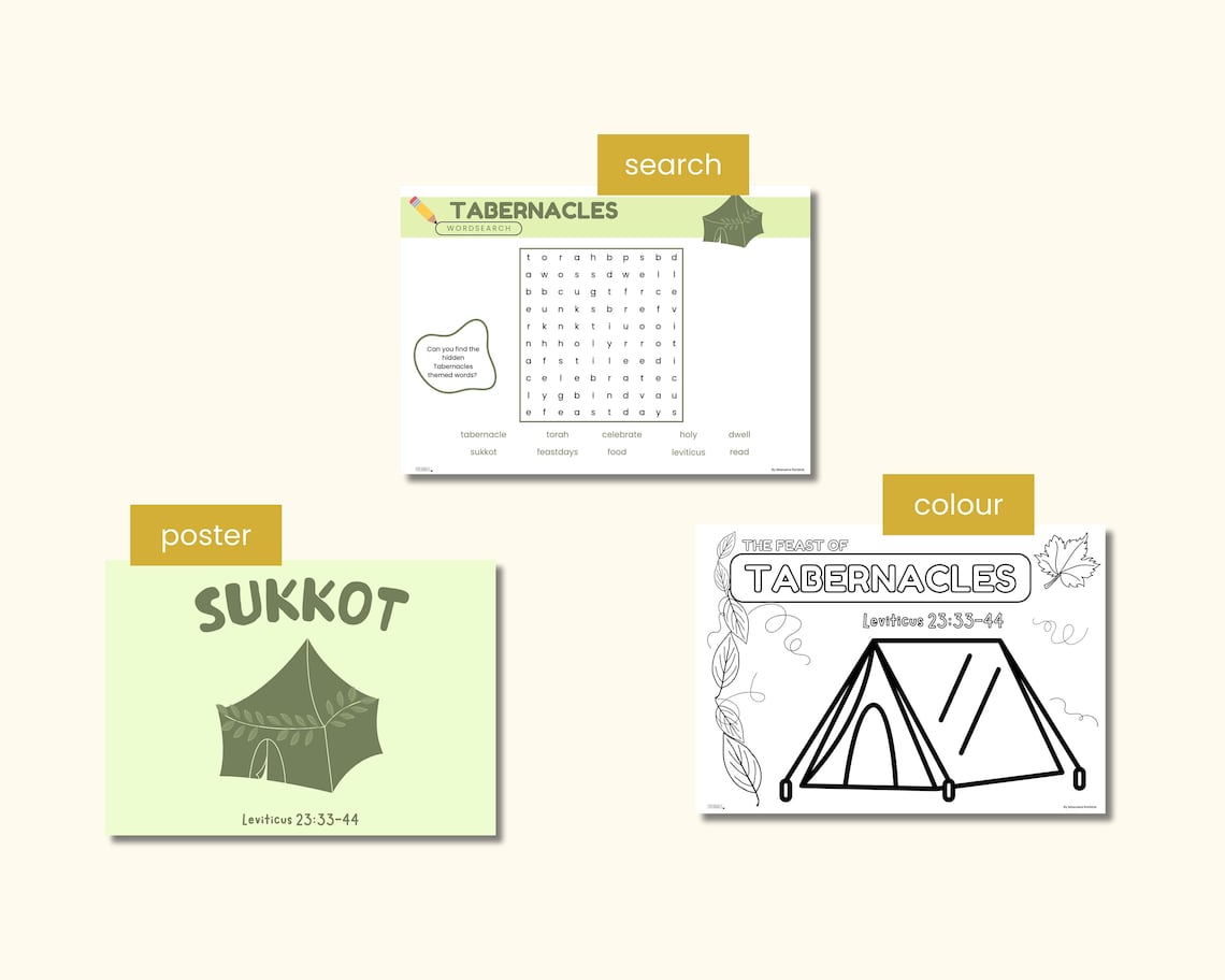 The Feast of Tabernacles Activity Pack Sukkot Worksheets for Kids ...