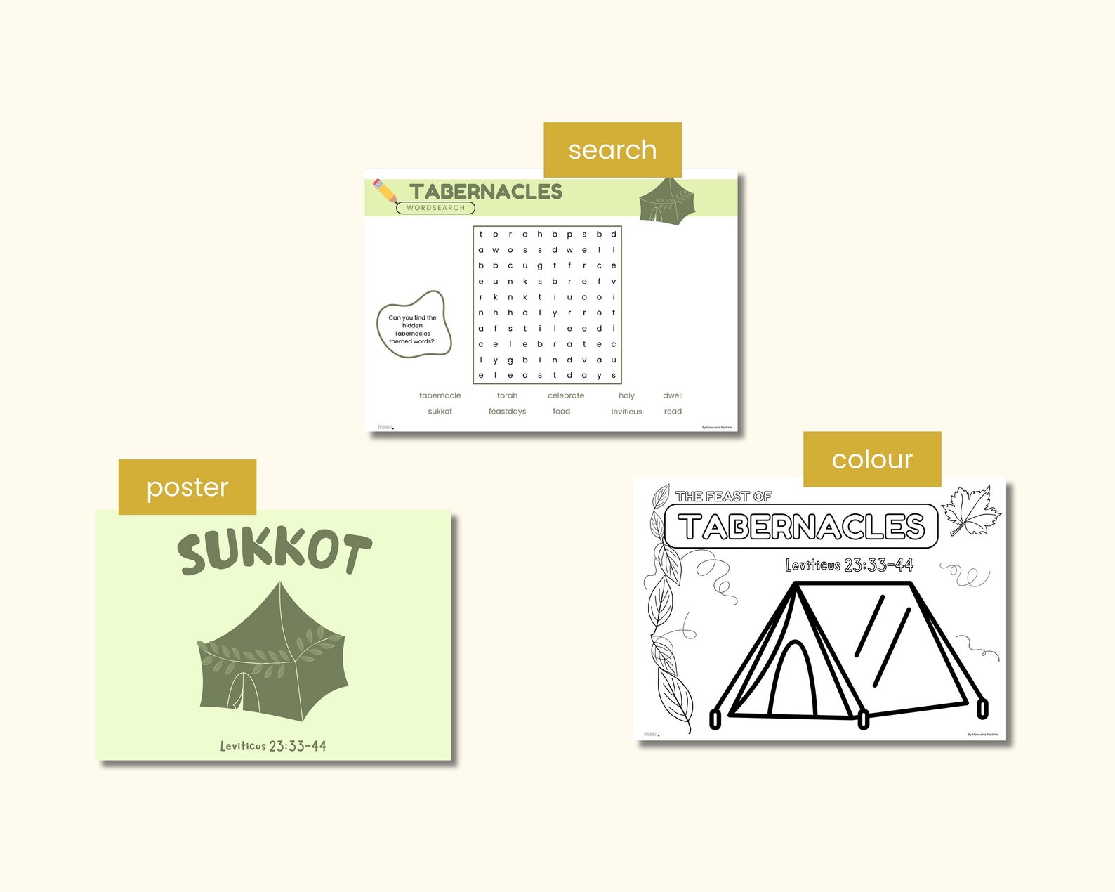 The Feast of Tabernacles Activity Pack Sukkot Worksheets for Kids ...