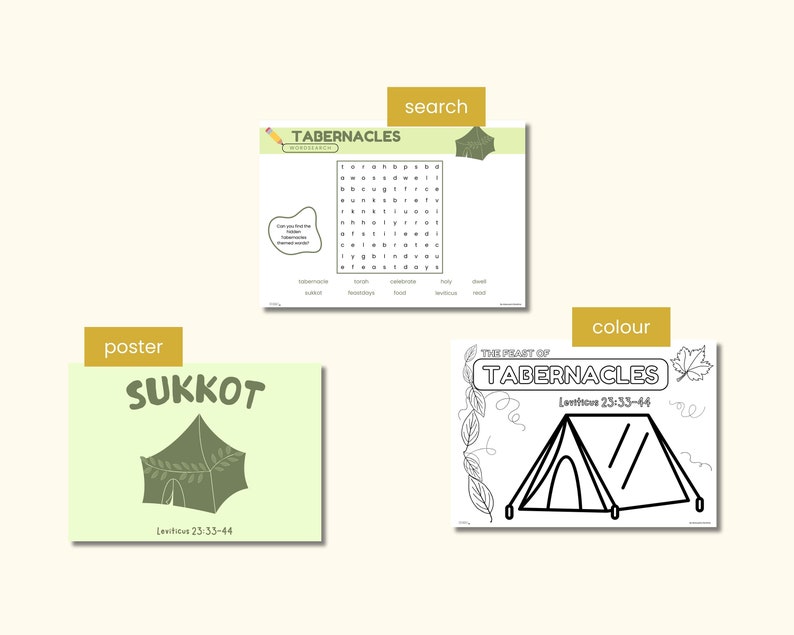 The Feast of Tabernacles Activity Pack Sukkot Worksheets for Kids ...