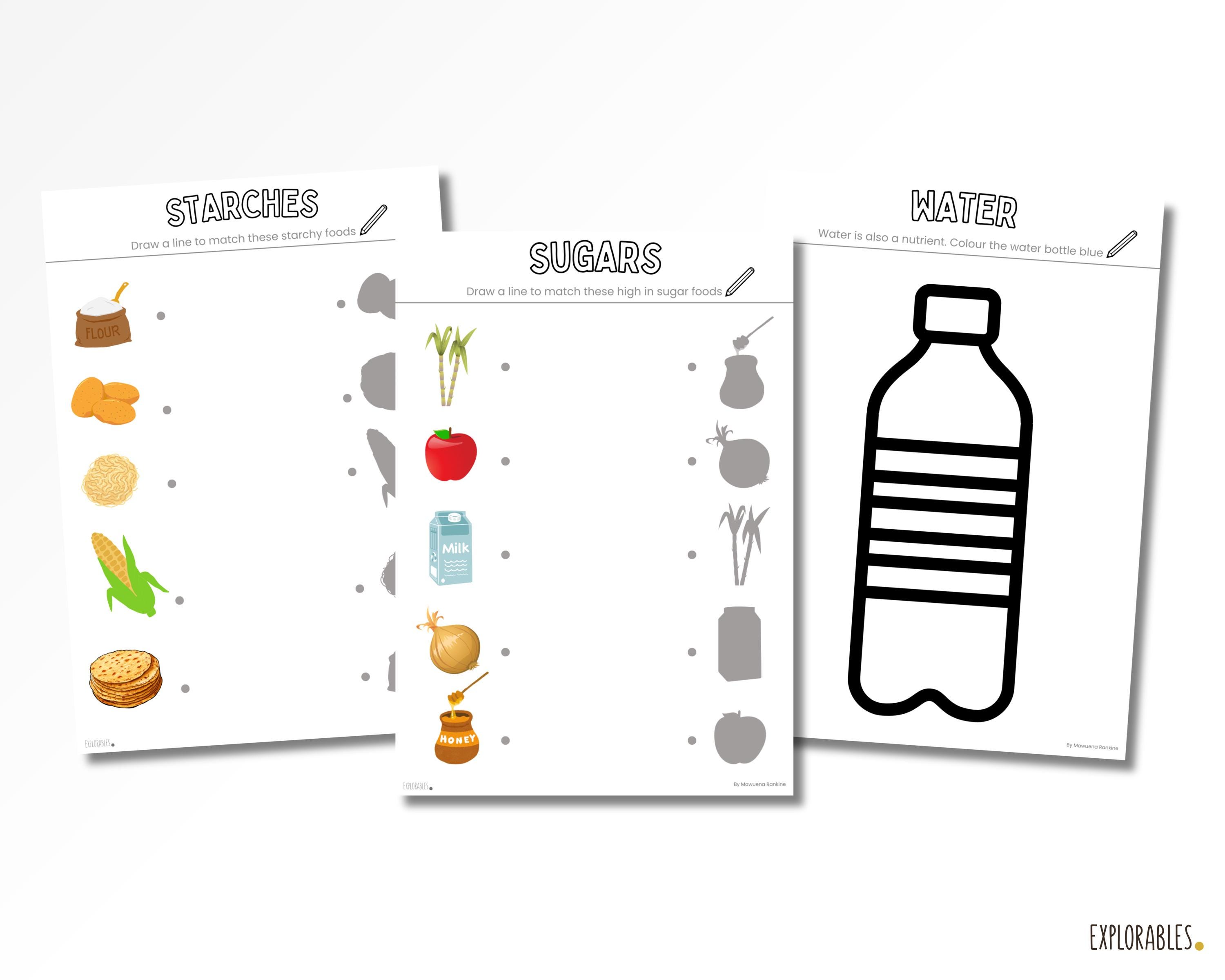 Nutrients Matching Activity Food Worksheets Fun Children Primary ...