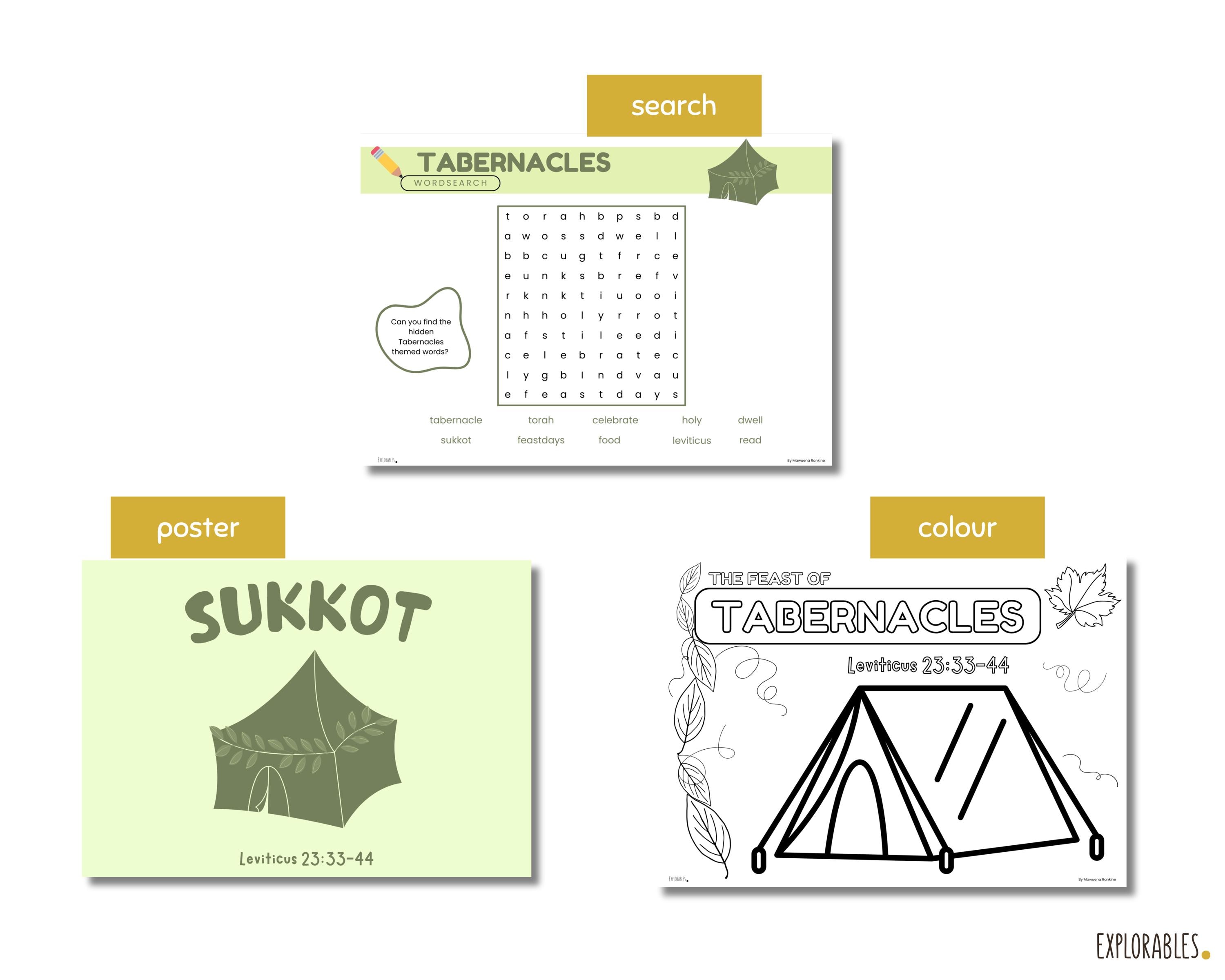 The Feast of Tabernacles Activity Pack Sukkot Worksheets for Kids ...