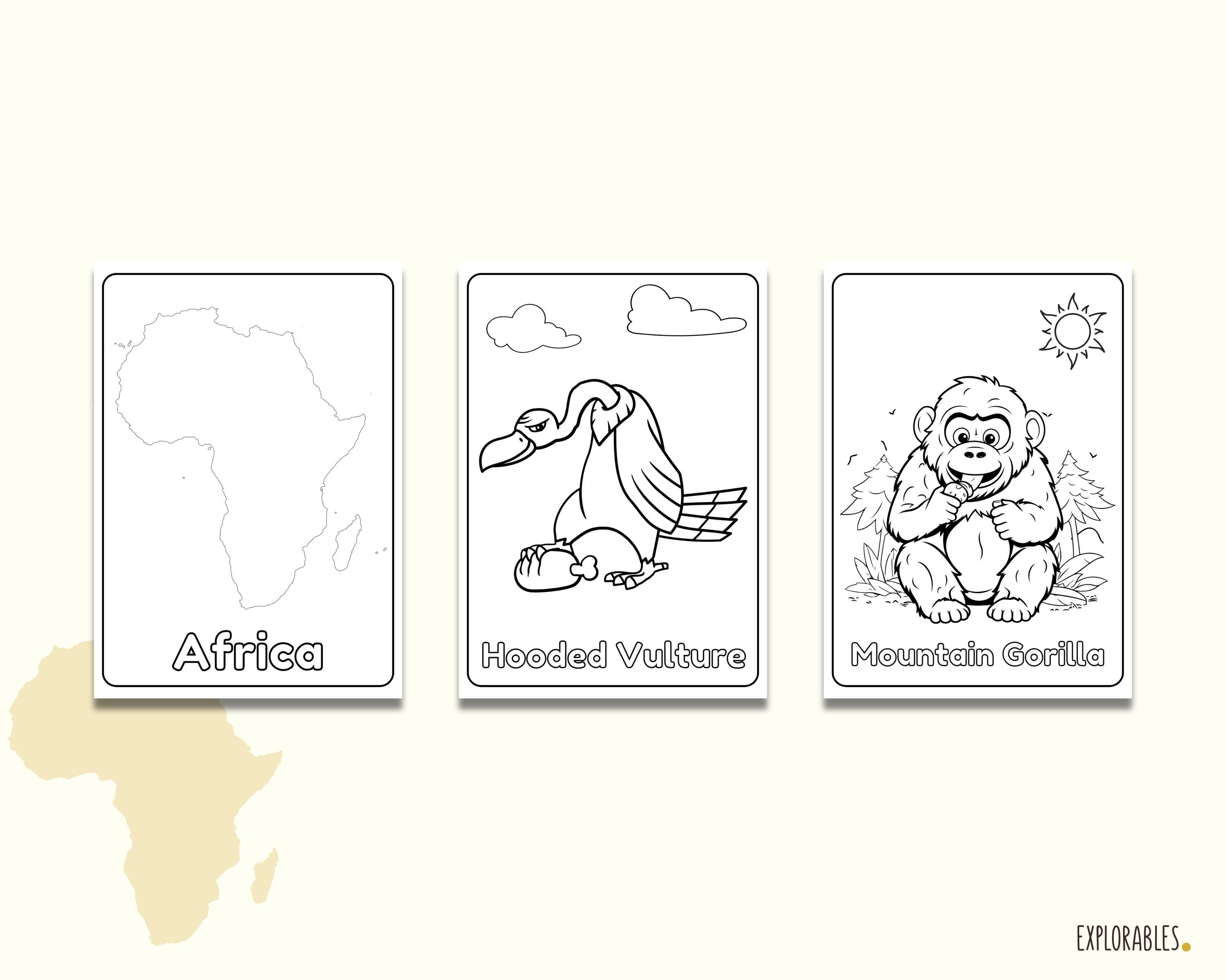 Endangered Animals in Africa Colouring Pages Explore Africa Activity ...