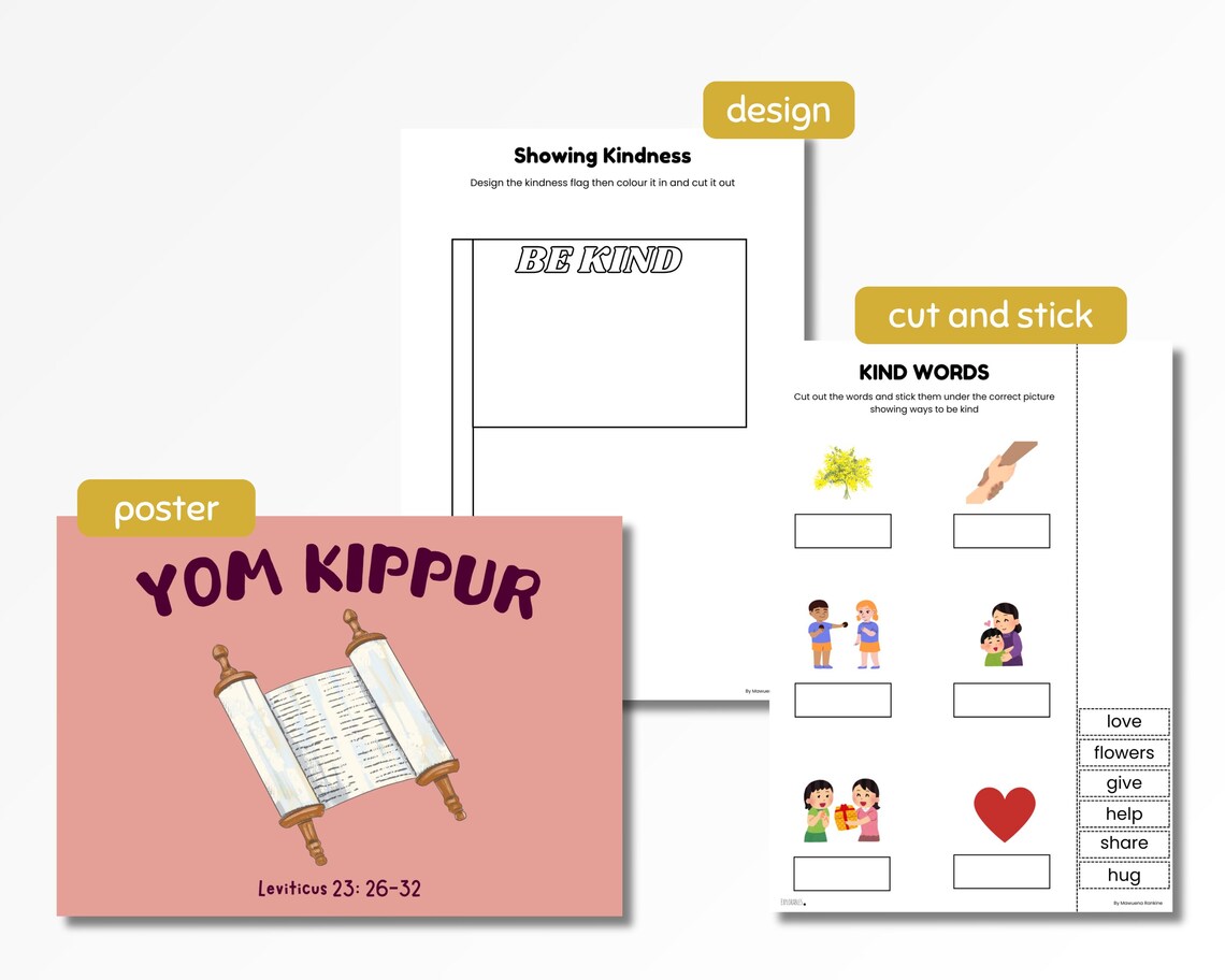 The Day of Atonement Activity Pack Yom Kippur Worksheets for Kids ...