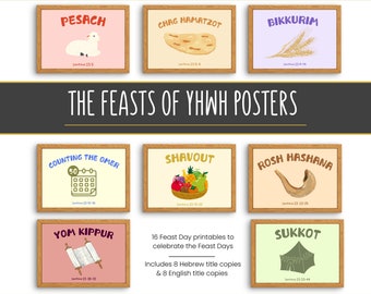 The Feasts of YHWH Posters for Kids Hebrew Feast Days Jewish Trumpets ...