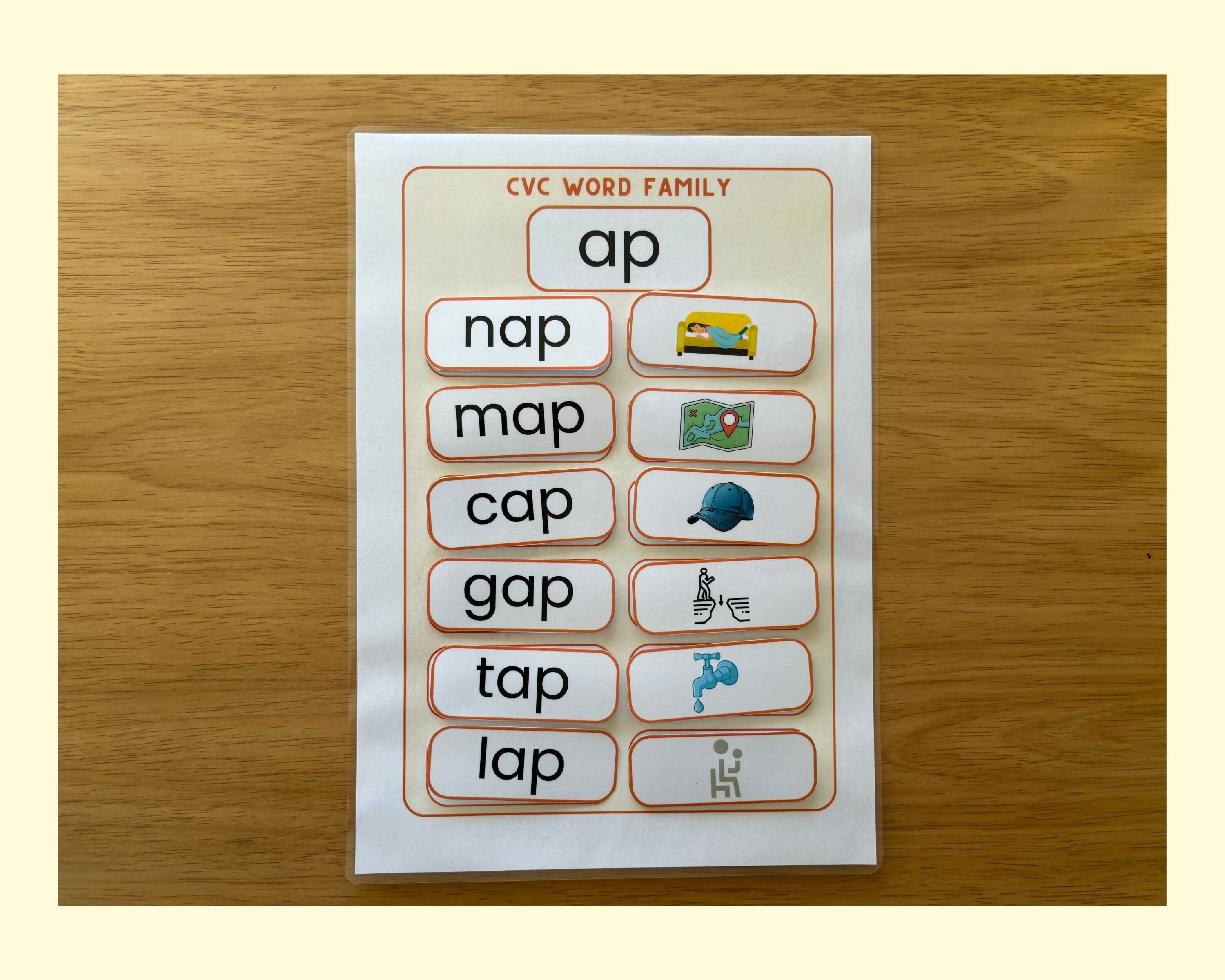CVC Word Family Mats Learning to Read Spelling Children Word ...
