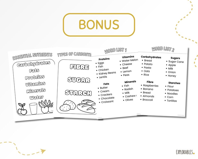 Nutrients Matching Activity Food Worksheets Fun Children Primary ...