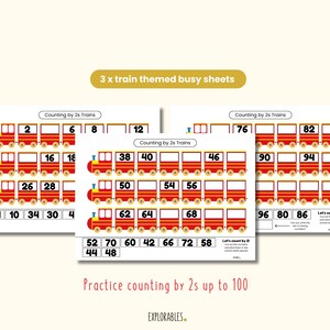 Counting by 2s Skip Counting Number Trains Practice Counting to 100 ...