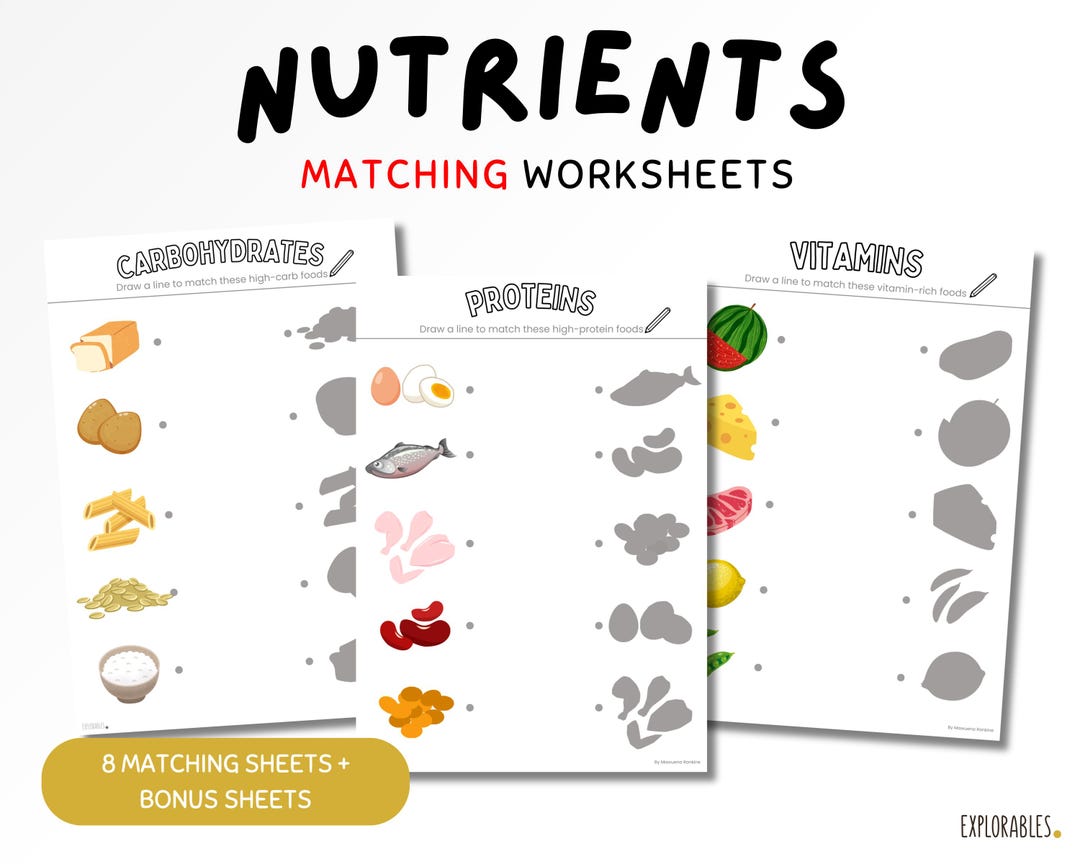 Nutrients Matching Activity Food Worksheets Fun Children Primary ...