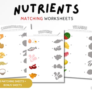 Nutrients Matching Activity Food Worksheets Fun Children Primary ...