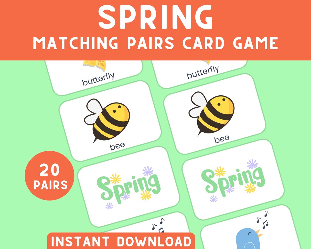 Spring Matching Card Game for Kids Spring Games Spring Game Printable ...