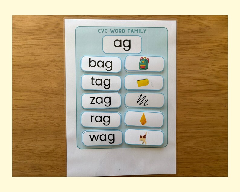 CVC Word Family Mats Learning to Read Spelling Children Word ...