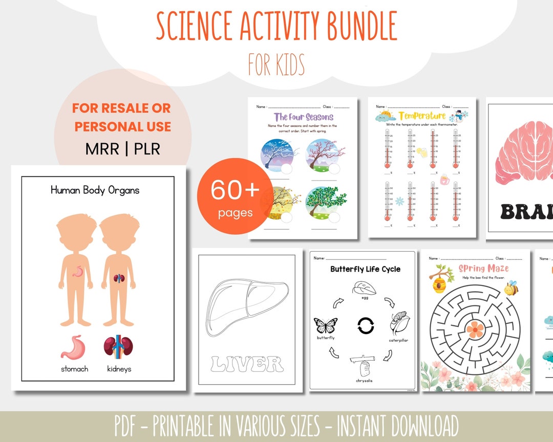 60 Science Activity Bundle Worksheets Master Resell Rights Activities ...