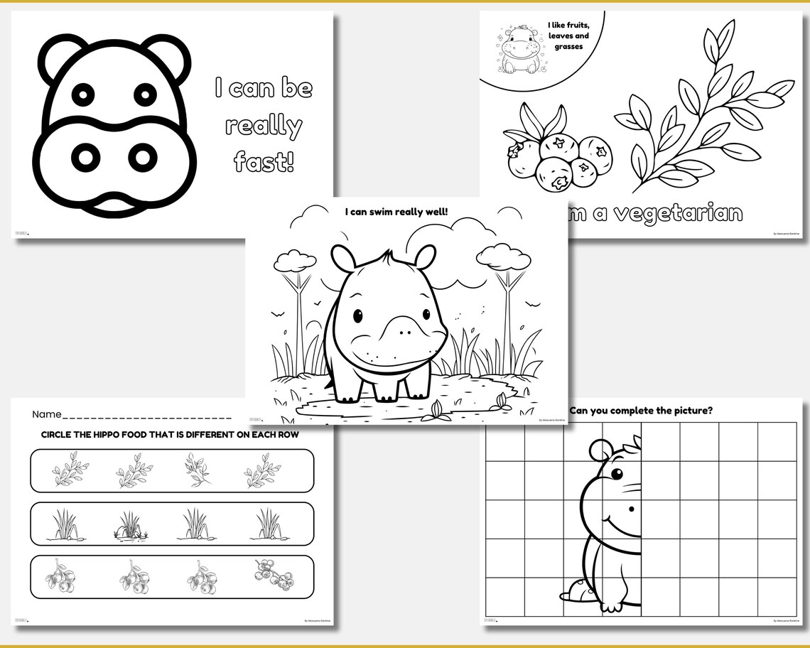 Pygmy Hippo Fun Facts Activity Pages Baby Pygmy Hippo Learn Hippos ...