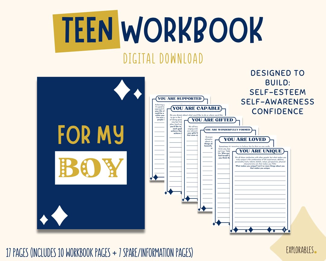 For My Boy Teen Workbook Teenager Guide Confidence Encouragement Low ...