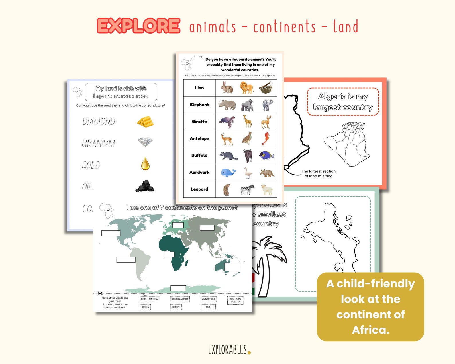 Let's Explore Africa Activity Pack Worksheets About Africa Kids ...