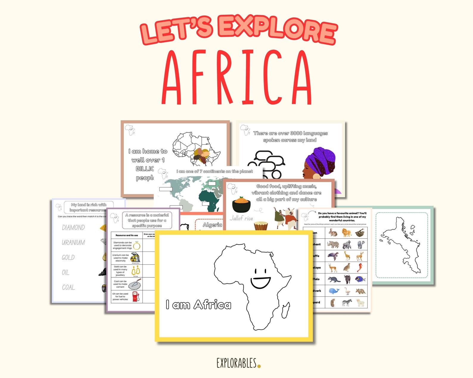 Let's Explore Africa Activity Pack Worksheets About Africa Kids ...
