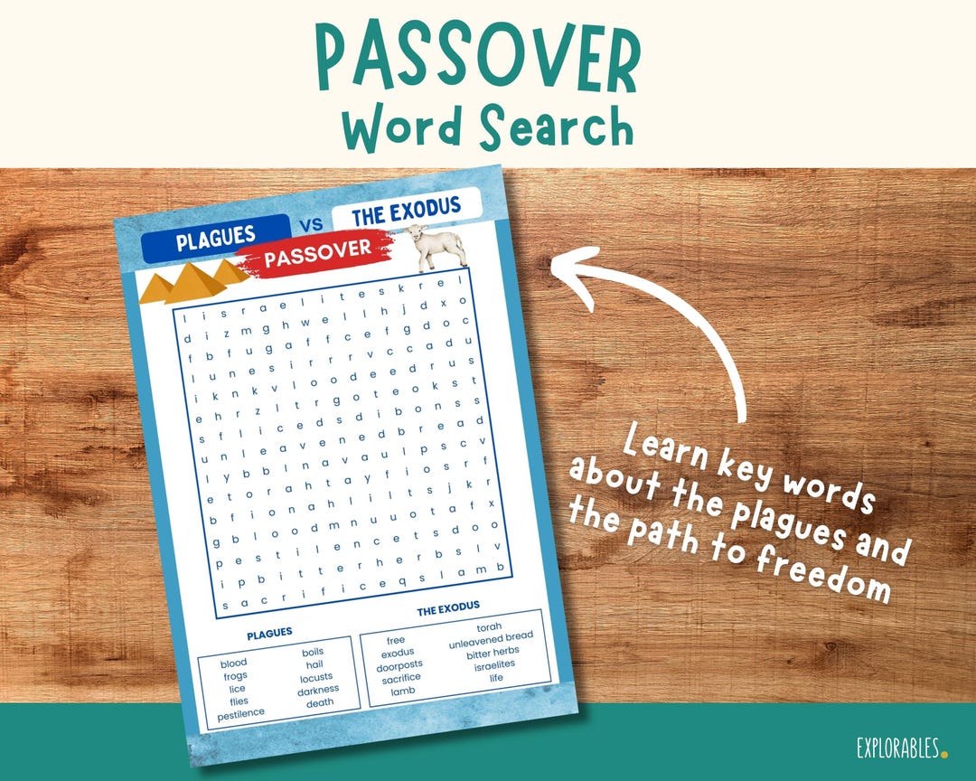 Passover Word Search for Kids Plagues Freedom Key Words Activities for ...