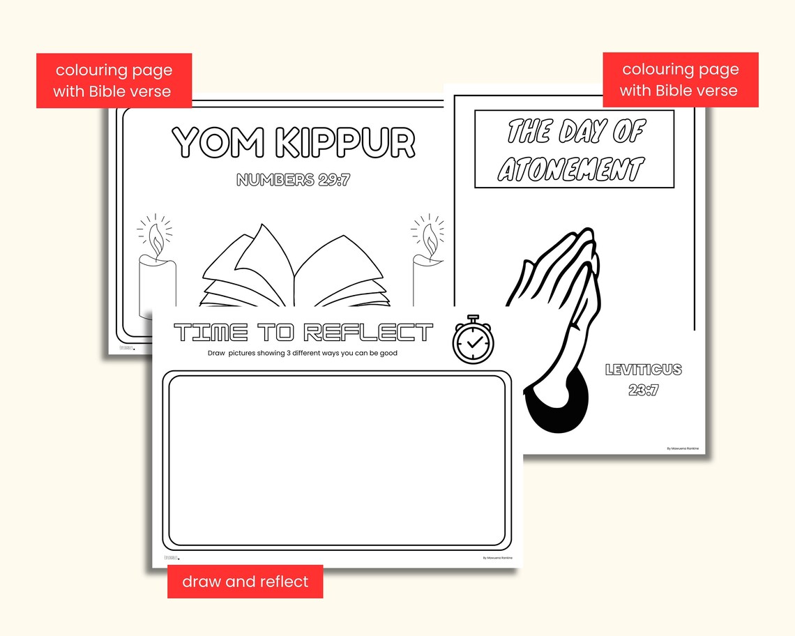 The Day of Atonement Activity Pack Yom Kippur Worksheets for Kids ...