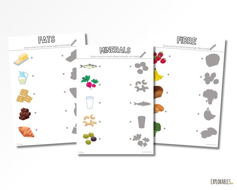 Nutrients Matching Activity Food Worksheets Fun Children Primary ...