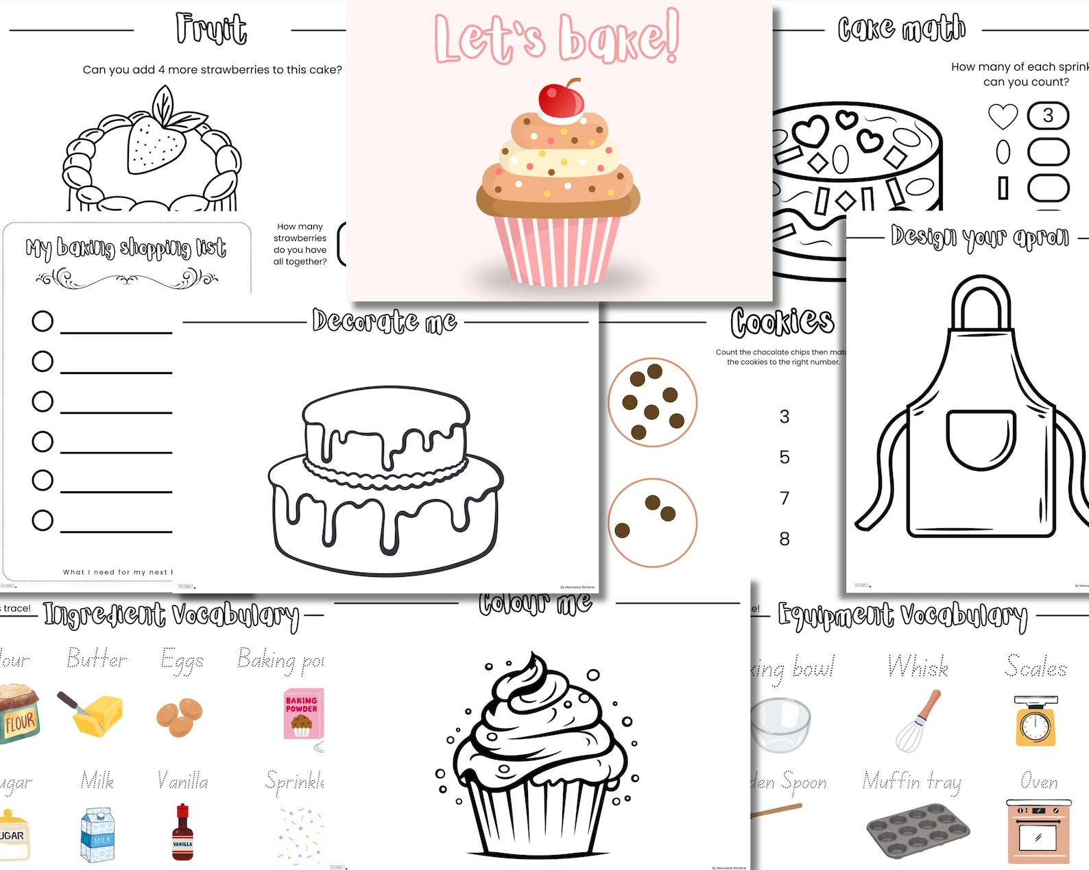 Bake Themed Activity Pack for Kids Printable Baking Activities ...