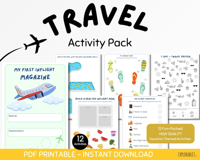 Travel Activity Pack for Kids, Summer Activities for Kids, Kids Travel ...