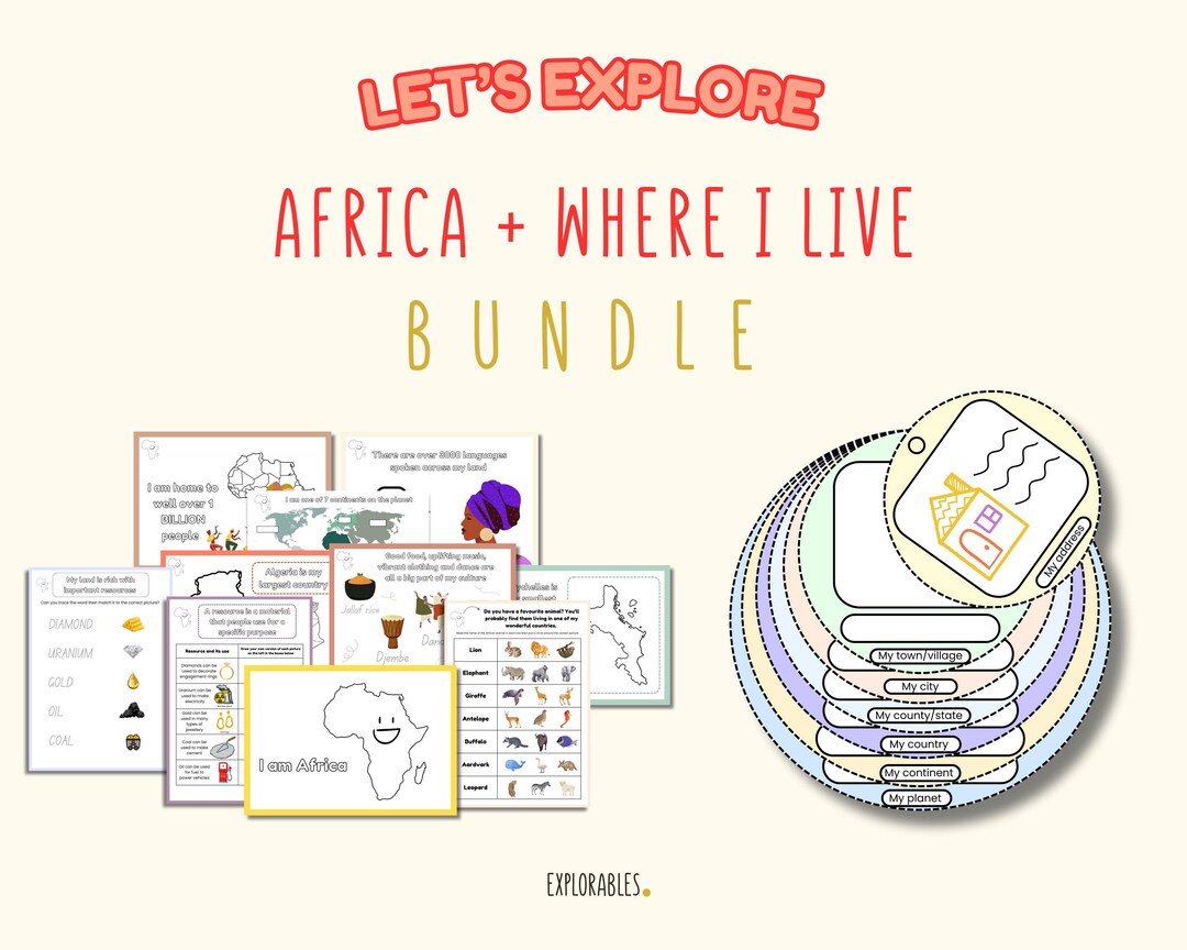 Let's Explore Africa + Where I Live Bundle Activity Pack Worksheets ...