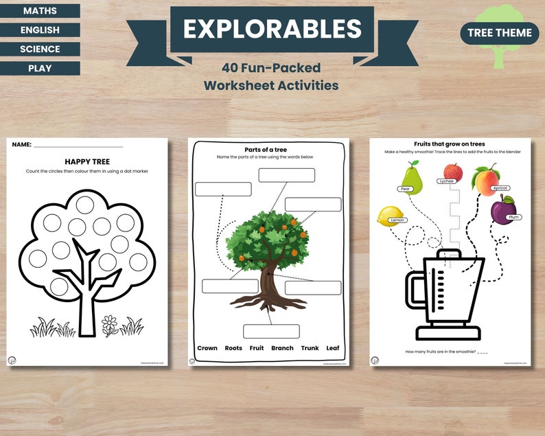 Tree Themed Worksheets | Preschool | Pre-k | Kindergarten | Primary ...